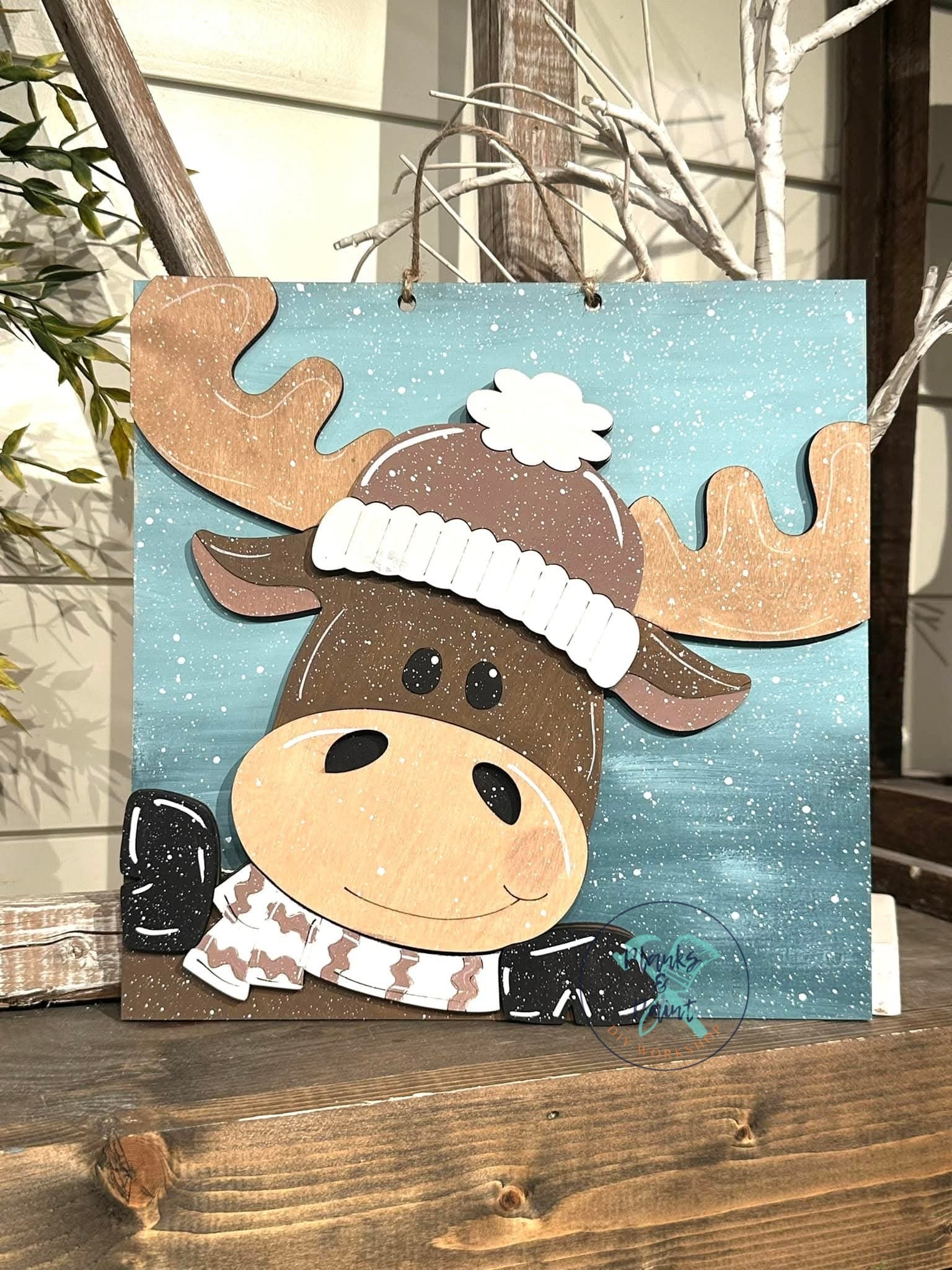 Kid's Square Winter Moose – Planks and Paint DIY Workshop & Boutique