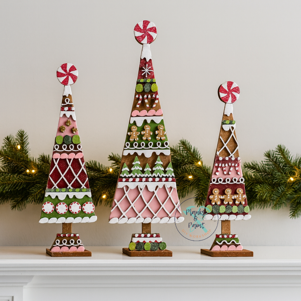 Candy Gingerbread Tree Trio – Planks and Paint DIY Workshop & Boutique