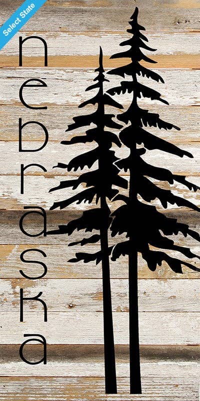 [STATE] with tree outline... 6x14 Wall Sign: NR - Natural Reclaimed wi ...